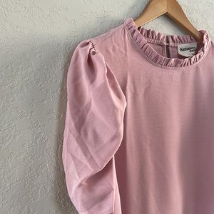 Tops | Nwt Pink Ruffle Collar Blouse | Poshmark